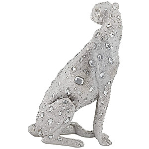 Studio 55D Sitting Leopard 16" High Silver Sculpture