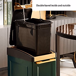 Trash Bin Trash Can Wastebasket Kitchen Trash Can, Pedal Bin with Lid, Garbage Can Trash Bin Stainless Steel Step Bin, Plastic Inner Bucket, Soft Closure Garbage Can Waste Bin (Color : OneColor, Siz