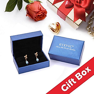 Teardrop Austrian Crystal Drop Clip On Dangle Earrings for Women Non Pierced 14K Rose Gold Plated Hypoallergenic Jewelry (Aurora Borealis)