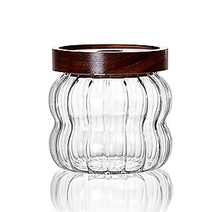 LUCKTE Glass Food Storage Container Jar with Airtight Seal Acacia Wood Lids Clear Glass canister Coffee, Bean,Tea,Spice Containers Sugar,Cookies,Nuts,Snack,Candy Jar