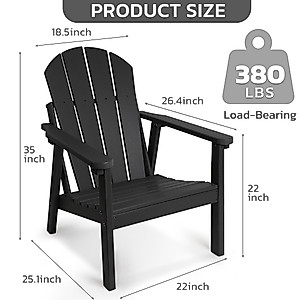 NAVINE Adirondack Chair Set of 4, HDPE All Weather Adirondack Chairs, Fire Pit Chairs, Patio Chairs, Lawn Chairs. Perfect for Porch, Patio, Poolside, Deck.
