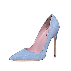 Elisabet Tang High Heels, Women Pumps Pointed Toe Stilettos 4.7 inch/12cm Sexy Heels Party Shoes LB 9 Light Blue