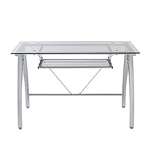 Realspace® Vista 48"W Glass Computer Desk, Silver