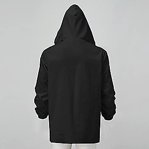 GDJGTA Tshirts for Men Autumn Hooded Tops Casual Solid Tee Shirt Long Sleeve Cotton Linen Shirt Pullover Blouse Hoodies (Black, XXL)