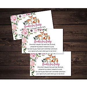 All Ewired Up 25 Girl Woodlands Floral Greenery Baby Shower Invitations (Large Size 5X7 inches) and 50 Pack Watercolor Girl Woodland Greenery Thank You Cards