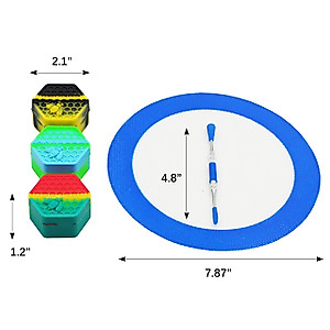 KUVIS 26ml Hexagon Wax Silicone Container Non-stick Concentrate Jars with 7.87" Round Mat and Carving Tool