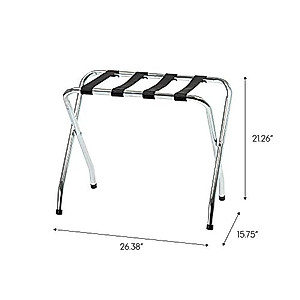 IRIS USA Steel Folding Foldable Luggage Rack Suitcase Stand Shelf, Space Saving for Guest Room, Bedroom, Hotel, Holds up to 110 lbs, Chrome Silver