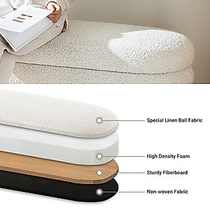 Busaurus Storage Ottoman Bench 49.2 Inch Upholstered Fabric Storage Bench for Bedroom End of Bed Aesthetic Large Oval Storage Ottoman for Living Room Entryway (Ivory)