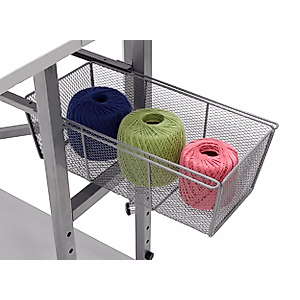 Studio Designs Sew Ready Mobile Height Adjustable Hobby and Craft Cutting Table with Drawers in Silver/White (13374)