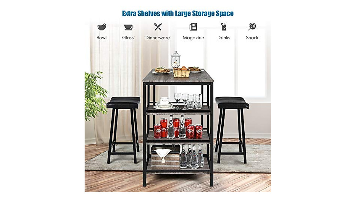 Giantex Counter Height Dining Table Set with 2 Stools