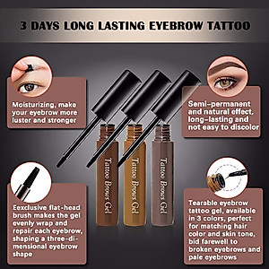 LOKFAR 2 Pcs Natural Eye-Brow Gel Long-Lasting Waterproof Peel Off Tattoo Brow Makeup, For All Types of Eyebrows (Brown)