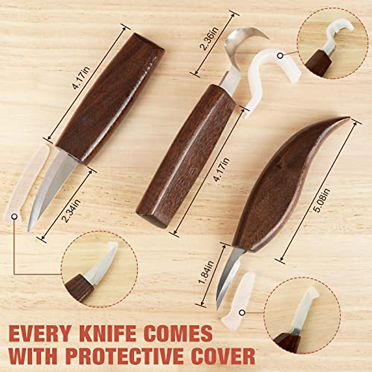 Wood Carving Kit, 19PCS Wood Carving Tools for Beginners Whittling Kit with 3PCS Whittling Knife 11PCS Basswood Blocks & Strop Block & Gloves & & Polishing Compound Wood Carving Set Hobbies for Adults