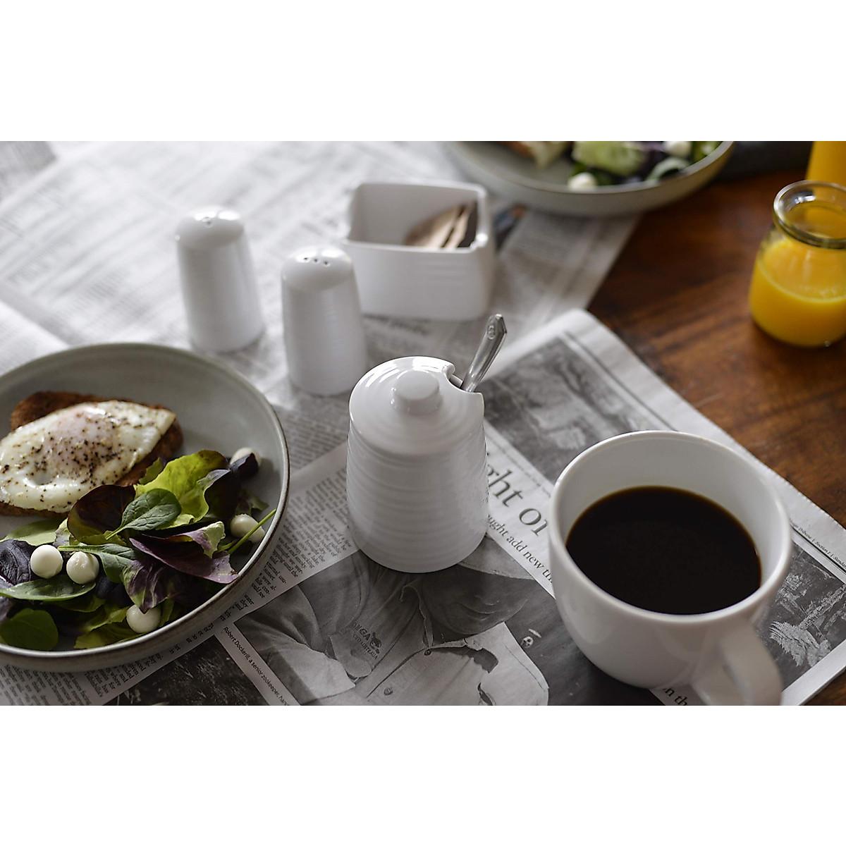 Tablecraft Pulito Collection 5.5 oz Sugar Jar with Lid, Melamine, Textured Finish, 4.5"