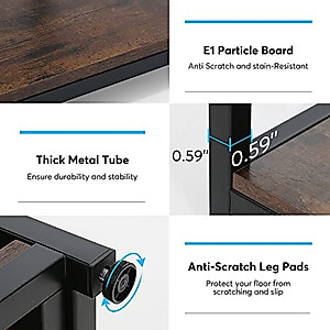 Tribesigns Freestanding Closet Organizer with 2 Drawers, 59 inch Heavy Duty Clothes Garment Rack with Shelves and Double Hanging Rod, Metal Clothing Rack Wardrobe for Bedroom, Rustic Brown