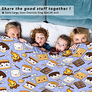 Shishiimo Blue Smore Cookie Blanket-Smore Gift for Kids Men Women-Soft Flannel Lightweight Blanket for Sofa Bed Birthday Festival Camping Outdoors 30"x40" for Baby/Pets