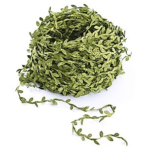 Lvydec Artificial Vine Greenery Garland, 265 Feet Green Leaves Ribbon Fake Ivy Leaf Garland for DIY Wedding Party Craft Wall Decoration