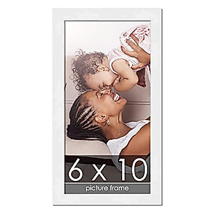 6x10 Frame White Solid Pine Wood Picture Frame | UV Acrylic, Foam Board Backing & Hanging Hardware