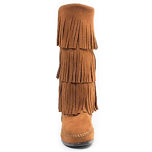 Minnetonka Women's 3-Layer Fringe Boot,Brown,10 M US