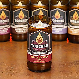 Torched Beer Scented Candles | Natural Soy Wax Candle | Blood Orange IPA Scent 8 oz | Makes a Great Gift for Men, Beer Lovers, and Collectors | Bar Man-Cave Decor and Accessories
