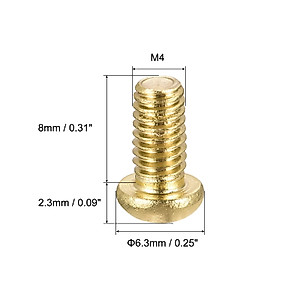 uxcell Brass Machine Screws, M4x8mm Phillips Pan Head Fastener Bolts for Furniture, Office Equipment, Electronics 12Pcs