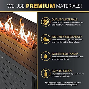 Kinger Home Ore 42-Inch Outdoor Propane Fire Pit Table for Patio, 50,000 BTU CSA Certified Rectangle Firepit, Powder Coating Metal Frame, Black