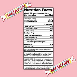 Smarties Lollipops Original Flavor - Bulk Pack 2 Pounds (About 100 Count) - Vegan-Friendly Hard Candy