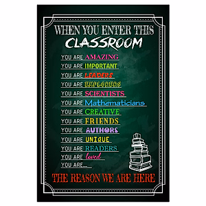 XJF Classroom Rules Poster,12" x 18" Motivational Classroom Poster,Back to School Classroom Decorations,When You Enter This Classroom Poster,Motivational Poster for Kindergarten,Elementary,High School