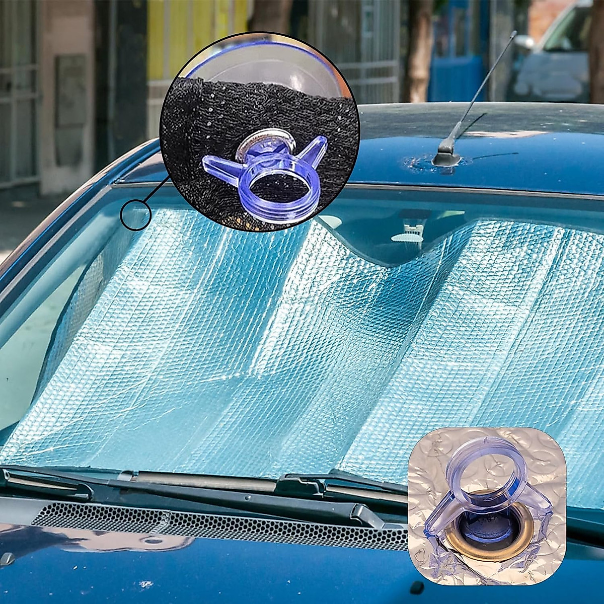 AccEncyc 24Pcs Suction Cups with Loops Window Suckers with Ring Car Glass Windshield Sunshade Suction Cups Aquarium Heater Suction Cups Glass Suction Pads for Seasonal Xmas Decorations (Clear)