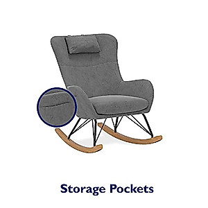Baby Relax Cranbrook Rocker Accent Chair with Storage Pockets, Gray