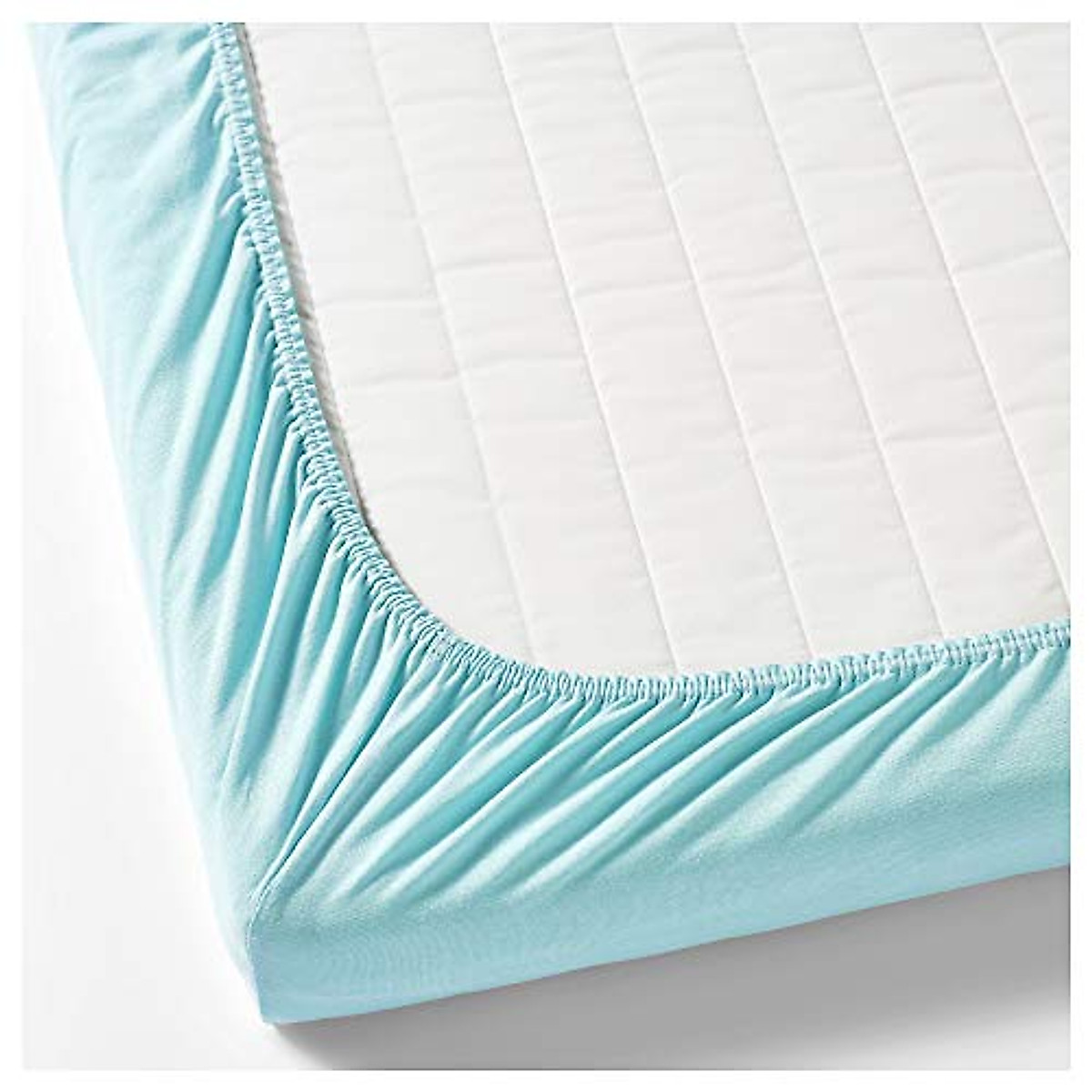 IKEA.. 703.198.01 Len Crib Fitted Sheet, White, Turquoise