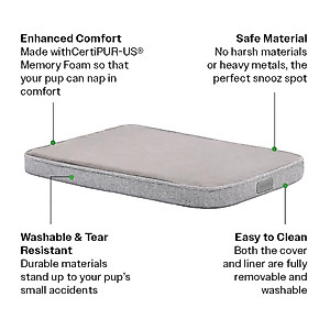 Diggs Snooz Memory Foam Dog Bed - Ideally Sized Revol Dog Crate Pad - Premium Orthopedic Pet Bed for Crate or Home - Grey, Medium