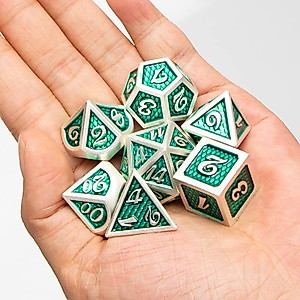 Metal DND Dice Set with Gift Box, RUNFNG 7 Pcs Polyhedral Dice Set for Dungeons and Dragons Dice, Blue Role Playing Dice, D and D D+D RPG Dice Set, D&D Dice Set D20 D12 D10 D8 D6 D4