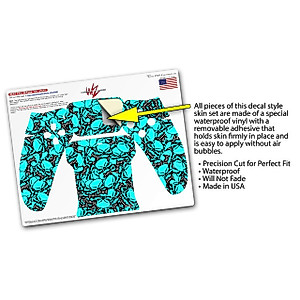 WraptorSkinz Skin Wrap compatible with Sony PS5 DualSense Controller Scattered Skulls Neon Teal (CONTROLLER NOT INCLUDED)