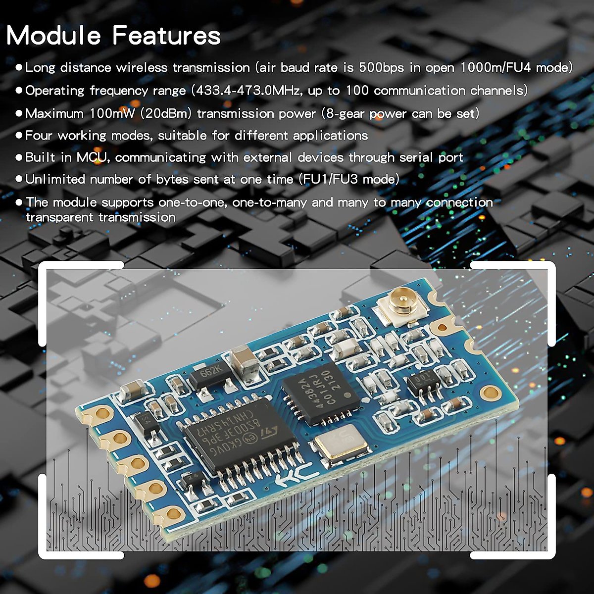 HC-12 433Mhz SI4463/SI4438 Wireless Serial Port Module 1000M Replace Bluetooth with Antenna