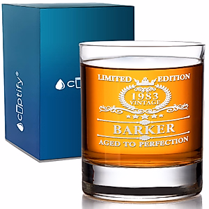 Personalized Beer Glass 40th Birthday Gift for Men Vintage 40 Years Old 1983 Vintage Etched Customized Gift 10.25 oz Old Fashioned Rocks Cocktail Bourbon Glass