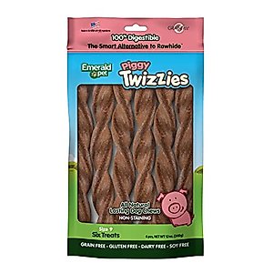 Emerald Pet Twizzies Rawhide Free 100% Digestible Natural Dog Lasting Chew Treats, Made in USA, Size 9 Piggy Pig Multipack