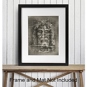 Jesus Wall Decor - Jesus Christ - Shroud of Turin Photo Picture Wall Art Print- Catholic Gifts, Religious Christian Wall Decor for Pastor, Priest, Ordained Minister - 8x10 Poster
