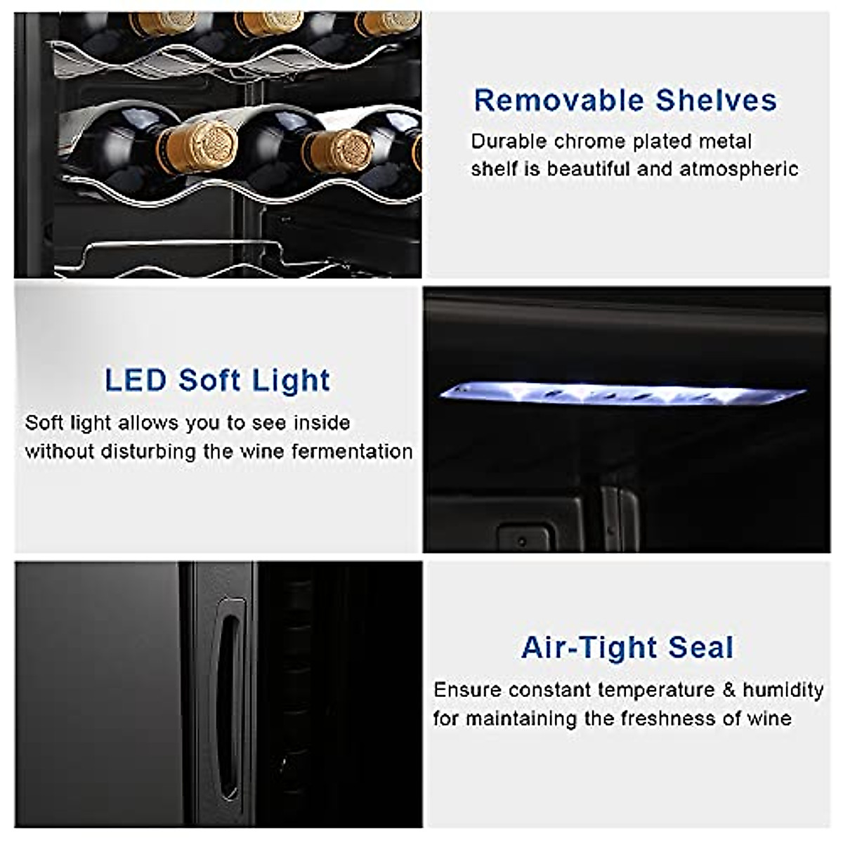 Winado 18 Bottle Compressor Wine Cooler Refrigerator w/Adjustable Temperature, Freestanding Compact Mini Wine Fridge with Digital Control & Removable Shelves