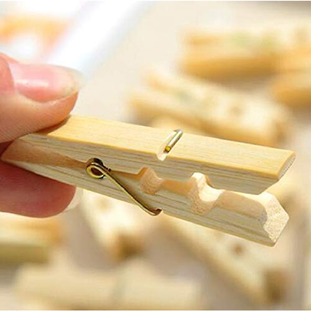 Bamboo Clothespins Heavy Duty Wooden Clothespins Clothes Hanging Pegs Washing Line Airer Wood for Indoor Outdoor 20 Pcs