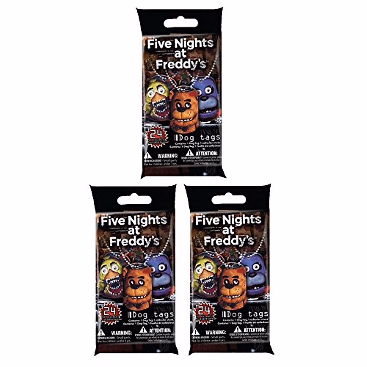 Officially Licensed Five Nights At Freddy's Dog Tags Necklace Mystery Pack 3-Pack "Contains 3 Random Dog Tag Necklaces"