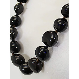 Aloha Outlet Hawaiian Black Kukui Nuts Lei Necklace 31.5in