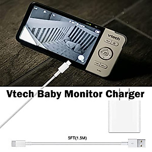 5V AC Power Adapter Charger and 5ft USB Charging Cord Cable Compatible with Vtech RM5754/HD/2HD, VTech RM5764/HD/2HD, VTech RM5864/HD/2HD, VTech RM7754/HD/2HD, VTech RM7764/HD/2HD Video Baby Monitor