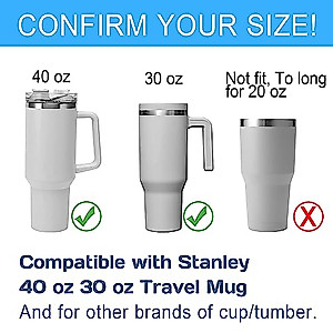 Replacement Glass Straws for Stanley 40 oz 30 oz Tumbler, 6 x 12 inch Long Straight Drinking Reusable Glass Straws for Bottles, Bring 2 Cleaning Brushes, Dishwasher Safe - Eco-Friendly.