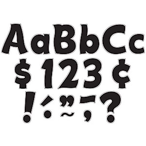 Teacher Created Resources Black & Silver Funtastic Font 4-Inch Letters Combo Pack (5343)