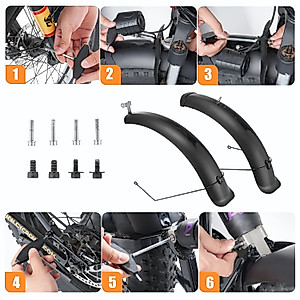 Cycknight Ebike Fenders 20-Inch Bicycle Mudguard Front Back Rear Tire Mud Guards for Cycknight Fat Tire Electric Bike