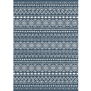 vivorug Washable Rug, Ultra Soft Area Rug 5x7, Non Slip Abstract Rug Foldable, Stain Resistant Rugs for Living Room Bedroom, Moroccan Fuzzy Rug (Navy, 5'x7')