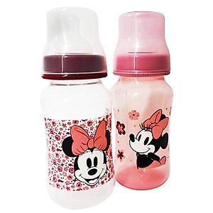 Cudlie Disney Baby Girl 11 oz Pack of 2 Baby Bottles, Minnie Mouse