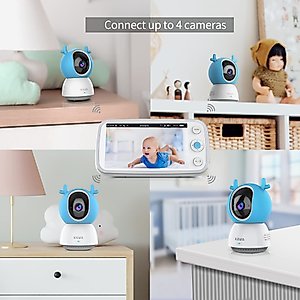 KAWA 720P Add-on Baby Camera, Compatible with S6 only, Video Baby Monitor with Camera and Audio, No WiFi, Loop Recording, 110° Wide Angle, 1000ft Range, 2X Zoom, 2-Way Audio S6-C (Monitor Not Include)