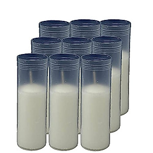 AM Décor White Replaceable Insert Candles for European Style Devotional Cemetery Candle Holders - 6" Tall Pillar Replacement Candles, Pack of 9