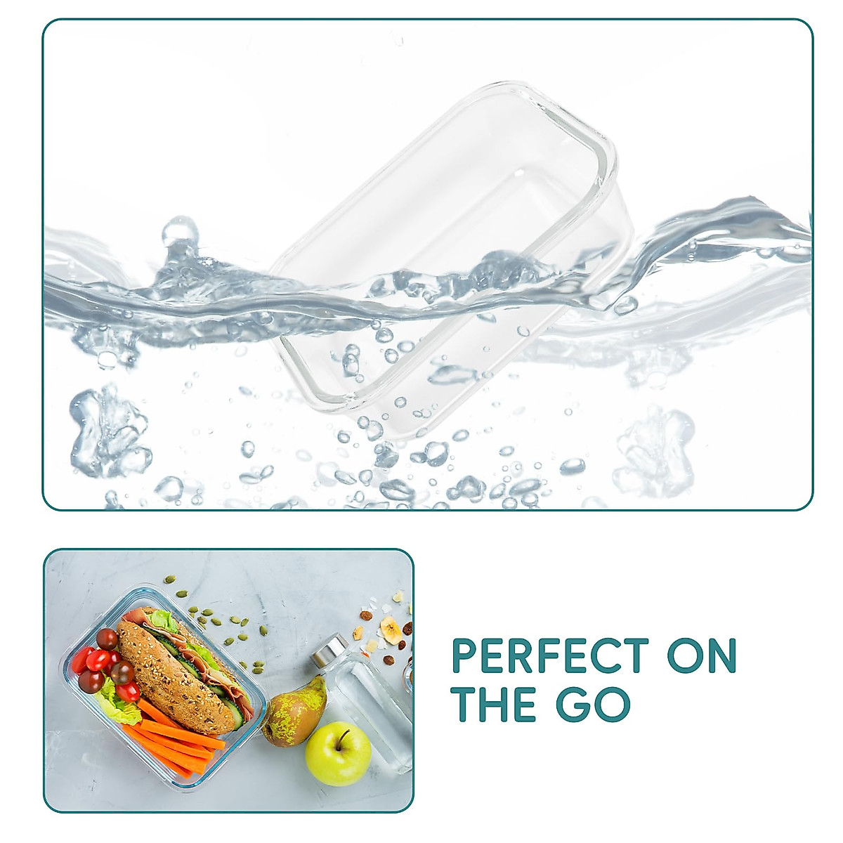 ECO-TOGO Airtight Glass Food Storage Containers with Lids, Glass Lunch Box, Leak-proof, BPA-Free, Microwave, Oven, Freezer, Dishwasher (8-Pack)